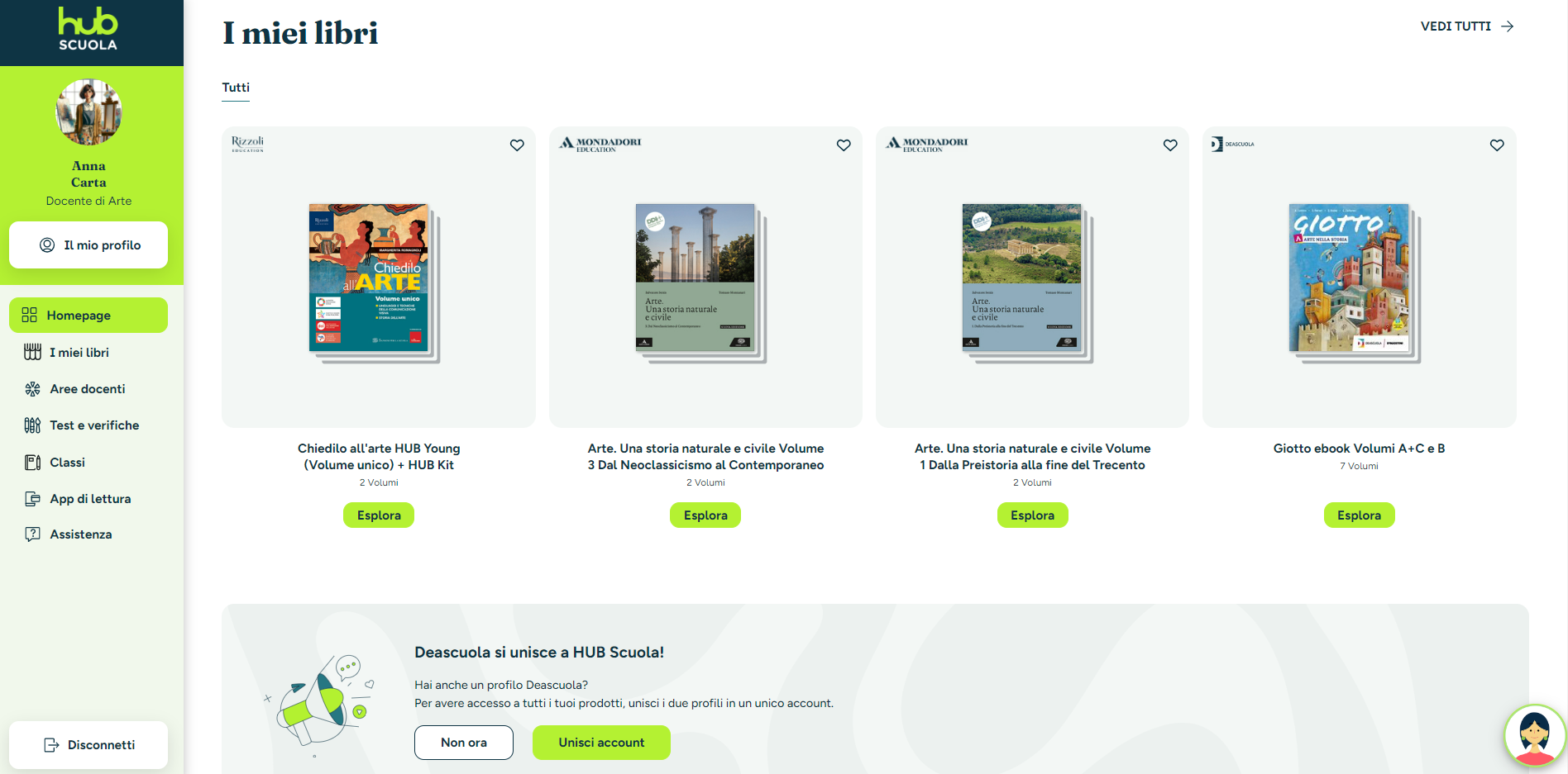 La homepage di HUB Scuola – Assistenza HUB Scuola